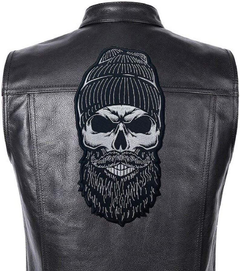 Skull with hat patch for bikers, motoclub jacket, Large patch, Back patch | eBay