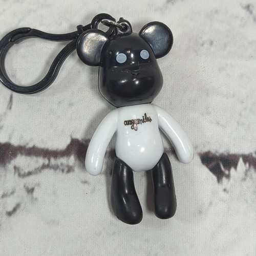 White Eyes Popobe Bear Keychain 3 Inch Black Bear White Shirt Plastics ...