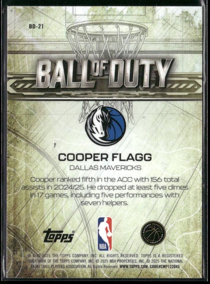 2025-26 Topps Chrome #BD-21 Cooper Flagg Ball of Duty | eBay