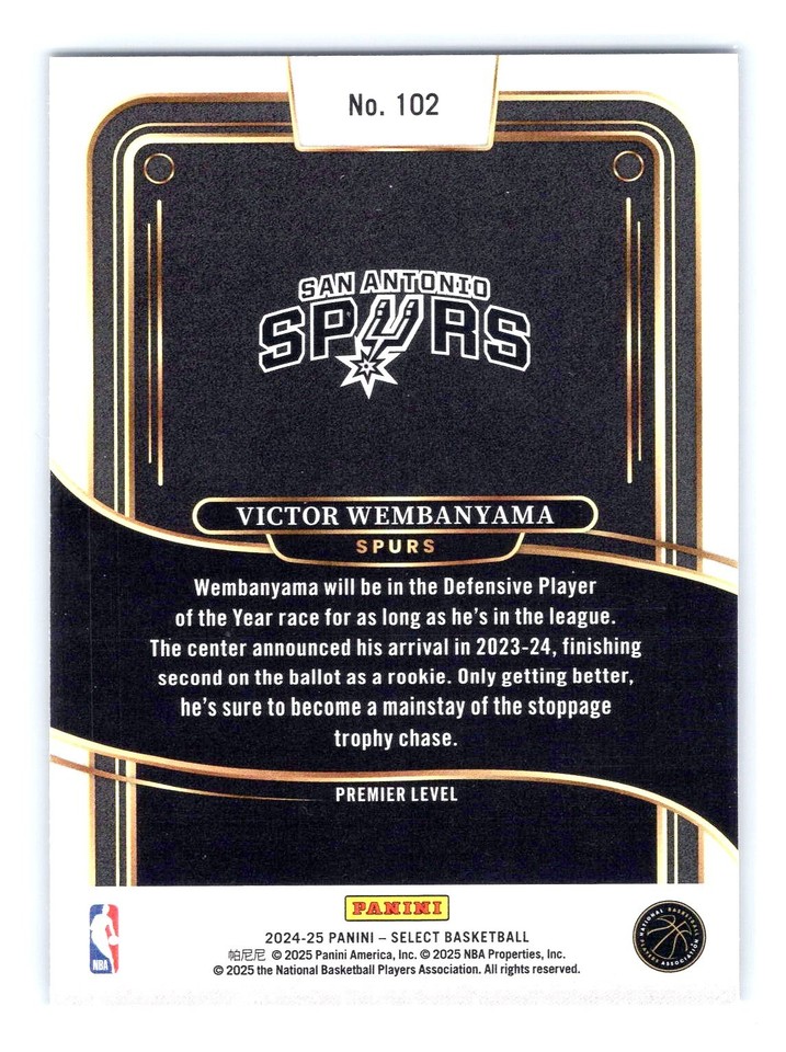 Victor Wembanyama 2024-25 Panini Select #102 Blue Retail | eBay