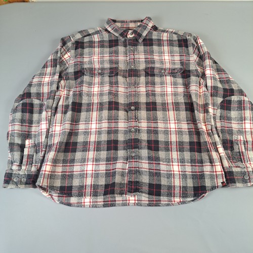 Woolrich Mens Plaid Flannel Shirt Red Grey Oxbow Bend Heavy Cotton 6111 ...