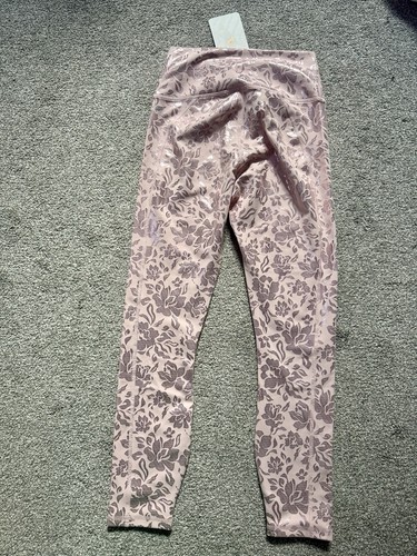 Fabletics Leggings High Waisted Printed PureLuxe 7/8 - XS Pink Shimmer ...