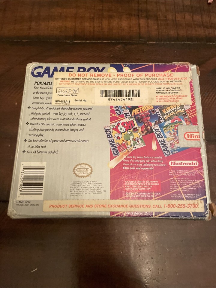 RARE 1994 Original Nintendo Gameboy BOX - BOX ONLY - SEE PHOTOS GOOD ...