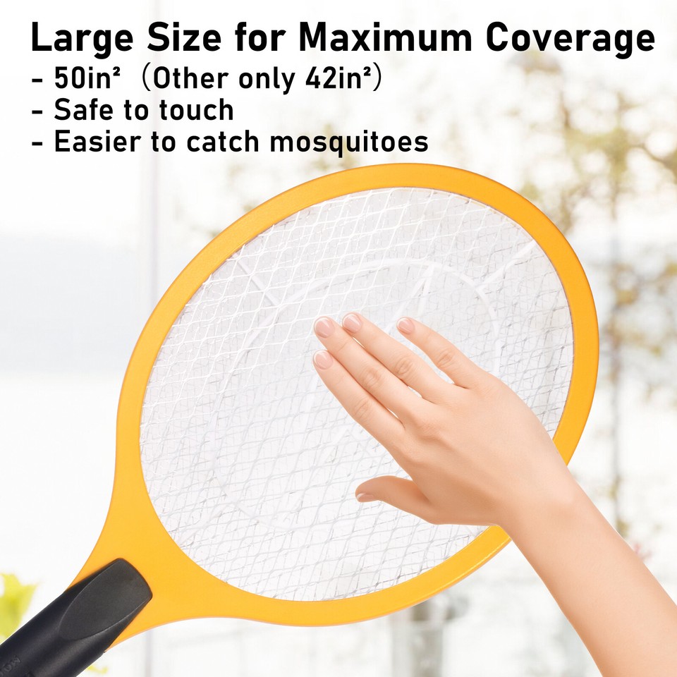 2Pc 3000V Electric Mosquito Fly Swatter Handheld Zapper Racket Bug ...