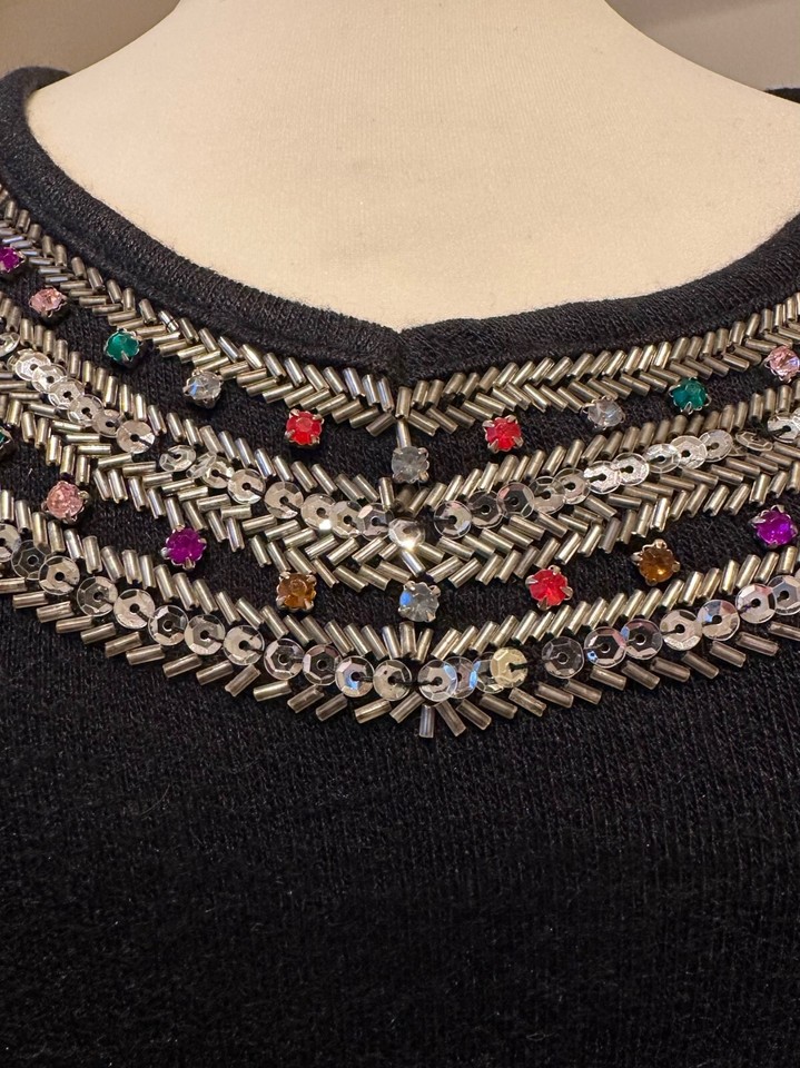 Almost Famous (London) Black Cropped, jewelled and beaded ladies top ...