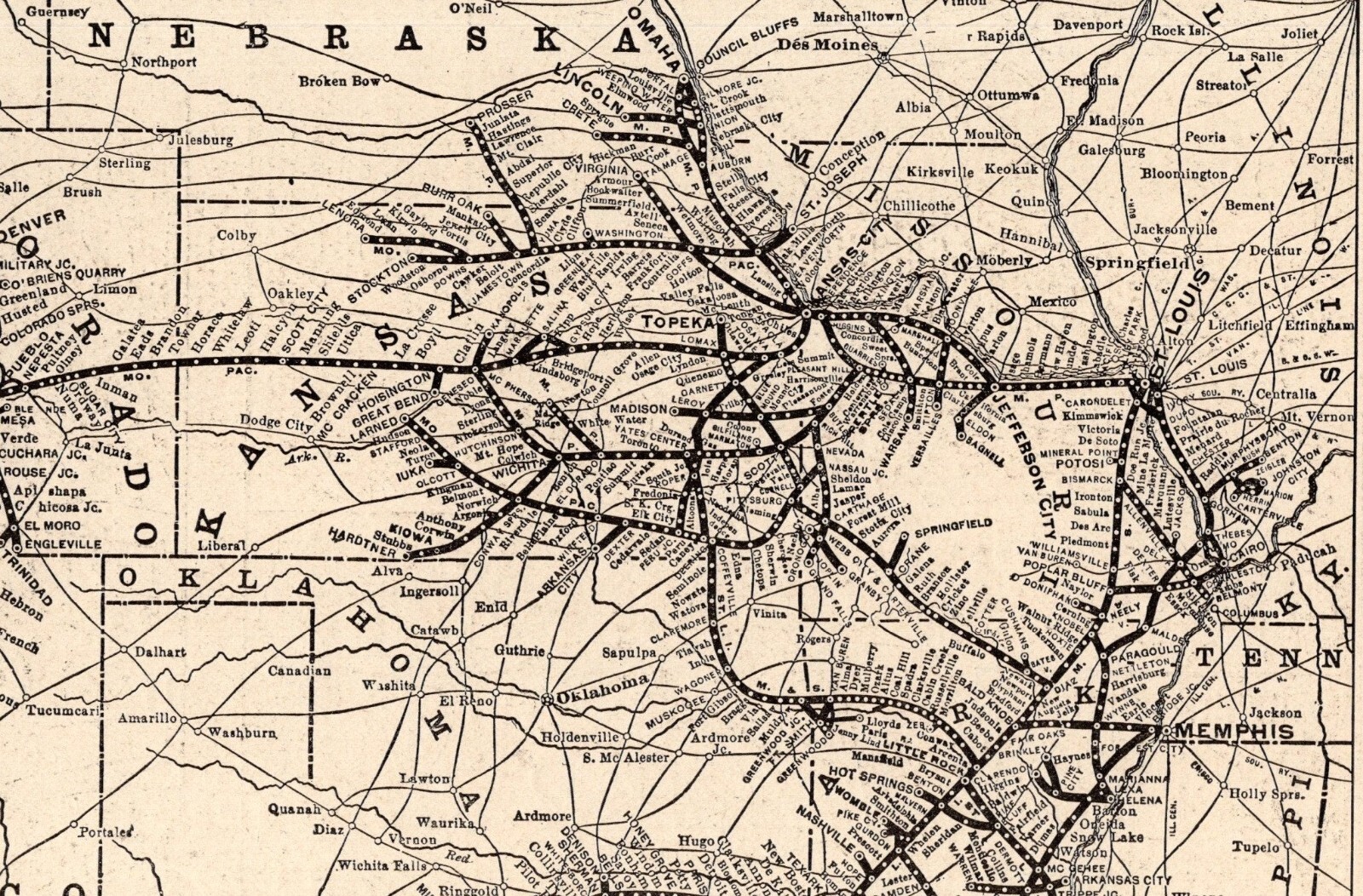1919 Antique MISSOURI PACIFIC RAILROAD Map Vintage RAILWAY Map 1548 | eBay