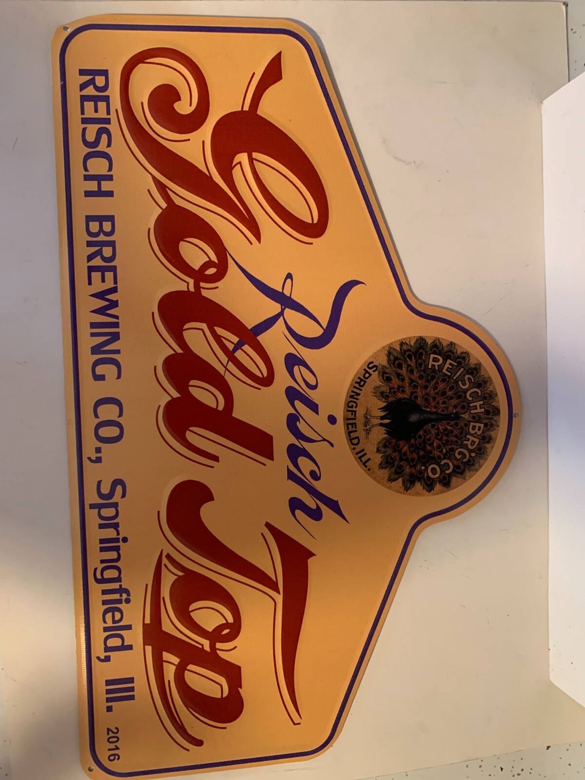 REISCH GOLD TOP BEER REISCH BREWING CO. SPRINGFIELD ILL TIN SIGN 17 x ...