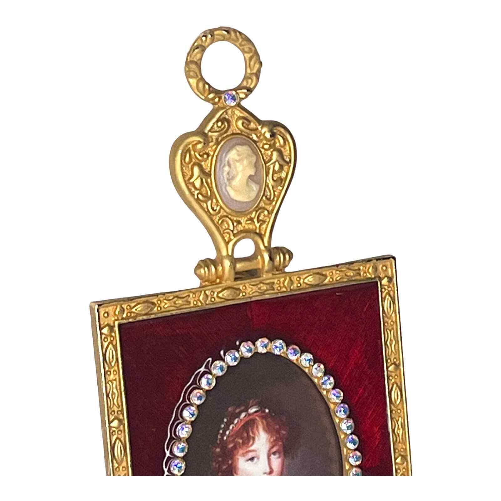 Two's Company GOLD CAMEO FRAME Bejeweled Crystal AB Stones Red Enameled ...
