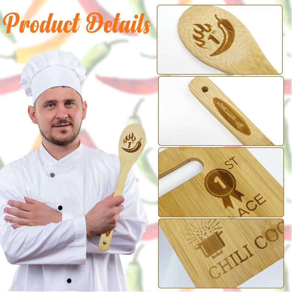 3 Sets Chili Cook Off Trophies with Cutting Board, Spoon, 1st to 3rd ...