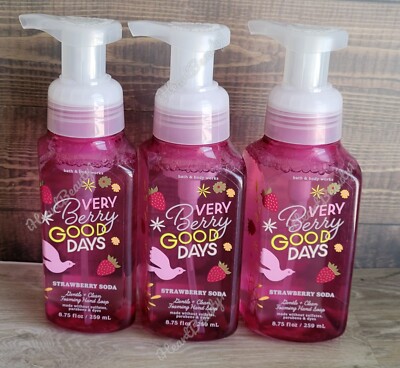bath and body works strawberry soda gentle foaming hand soap set of 3 ...