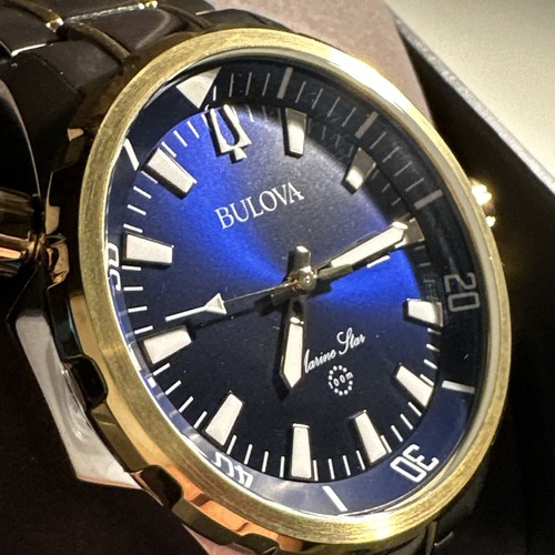 Bulova Men's Watch Marine Star Blue Dial Two Tone Stainless Steel 44mm ...