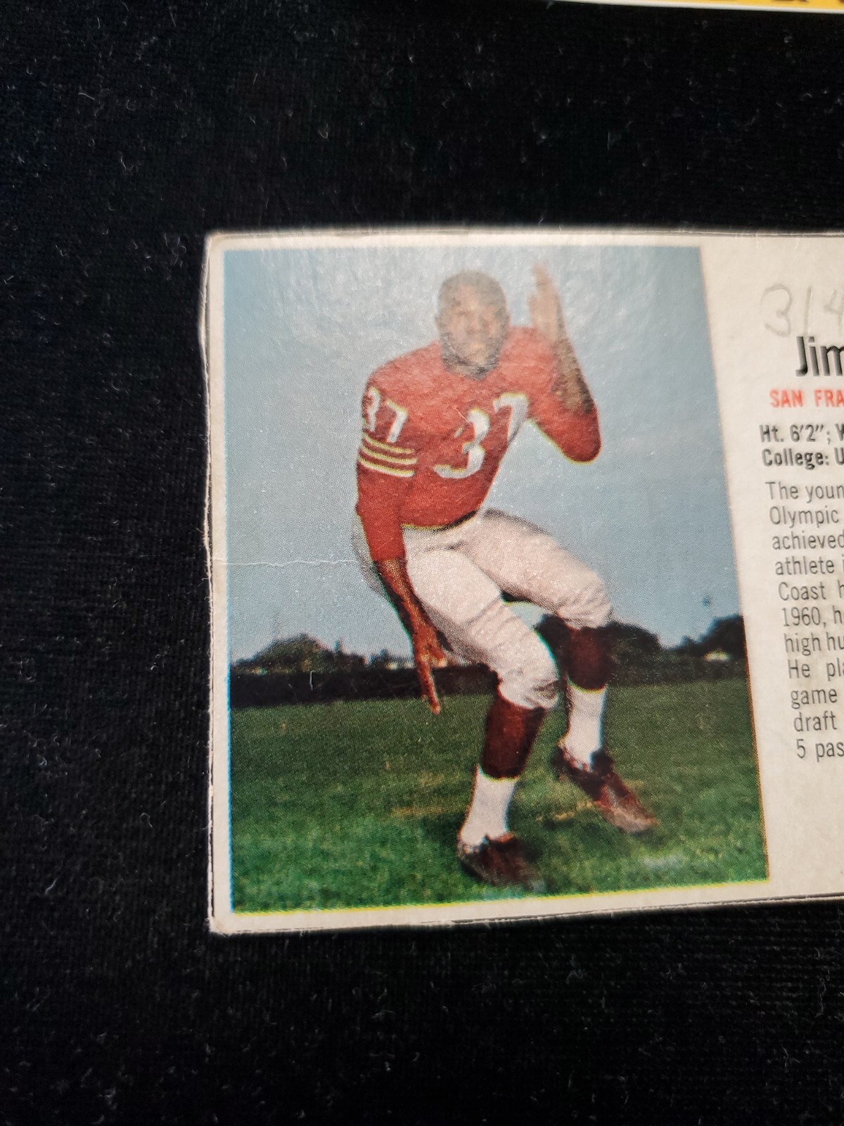 1962 Jim Johnson Post Cereal Football #97 Card San Francisco 49ers ...