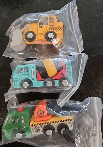 3-Wooden Madison Joseph Battat Construction Vehicles /Crane, Mixer ...