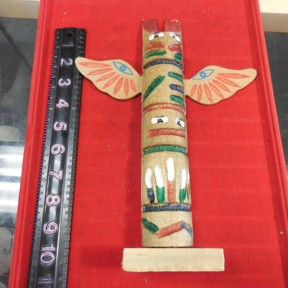 Vintage 1960s Wood Totem Pole Hand Made by The Cherokee Tribe Qualla ...