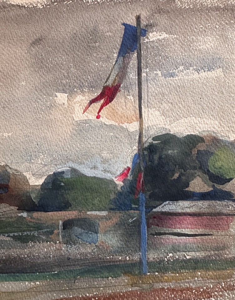 Beautiful Drawing Landscape Tricolor Flag Study Jean Terles Art | eBay UK