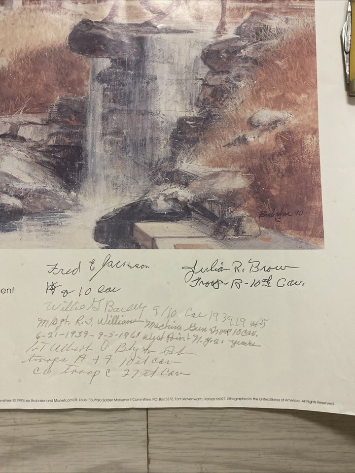WW2 BUFFALO SOLDIER Autograph Print 10th Cavalry Rare Signed African ...