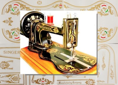Restoration decals antique sewing machine SINGER 12K Feddle Base ...