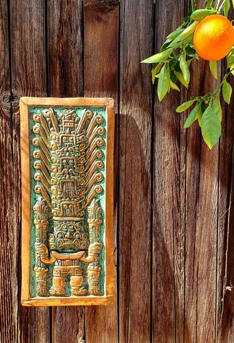 Mexican AZTEC MAYAN Large Vintage Folk Art Craft *CORN GOD* COPPER ...