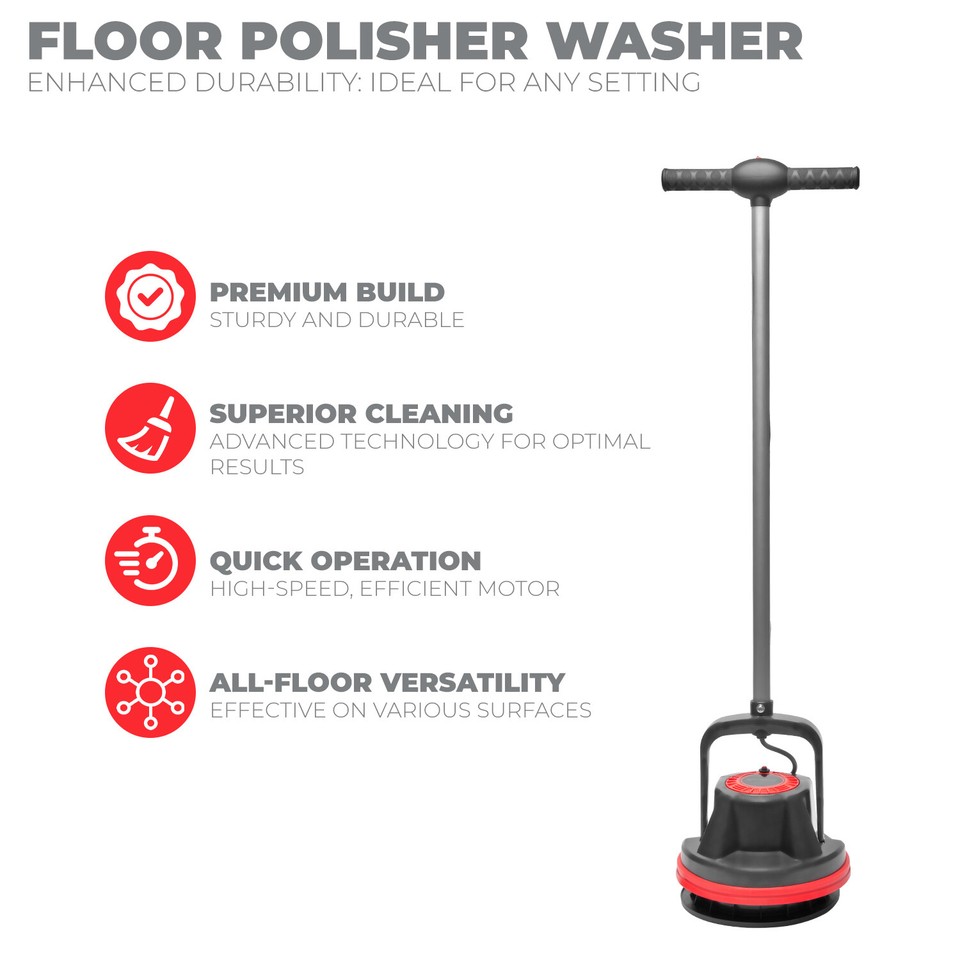 XtremepowerUS 10" Multi-Purpose Floor Polisher Cleaner Machine, 39-ft ...