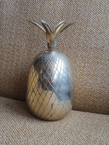 Vintage Mid Century Hollow Brass 9" Tall Pineapple Candle Holder ...