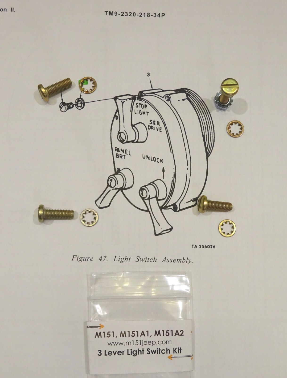 M151 Series M151A1 M151A2 - 3 lever Light switch - Hardware Kit | eBay