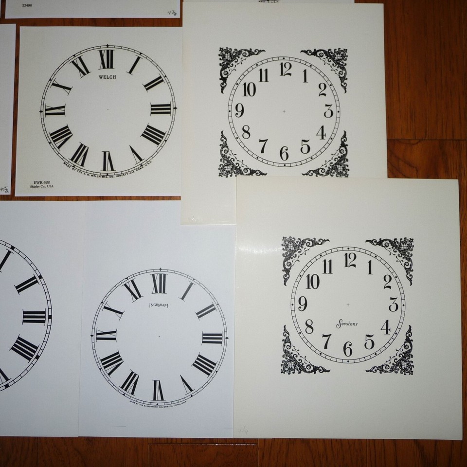 16 Different 4 1/4 to 7 1/8 Inch Paper Trademark Clock Dials Antique ...