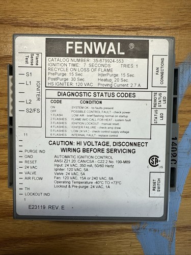 Fenwal 35-679928-561 Automatic Ignition Control LAARS E2313900 used # ...