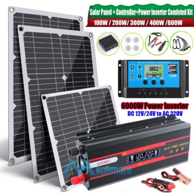 6000W Solar Panel Kit with Battery & Inverter 220V Off Grid for Home RV ...