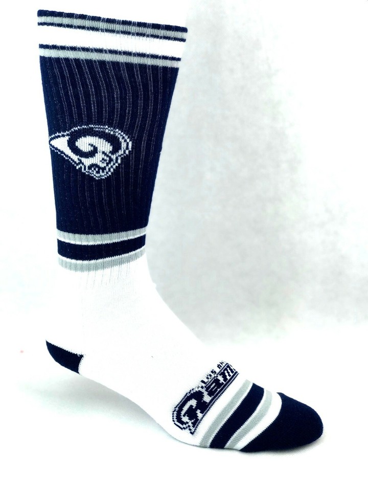 Los Angeles Rams Football Navy White & Gray Striped Tall Deuce Crew ...
