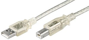 USB 2.0 Druckerkabel Anschlusskabel 3m transp. CANON EPSON Brother HP ...