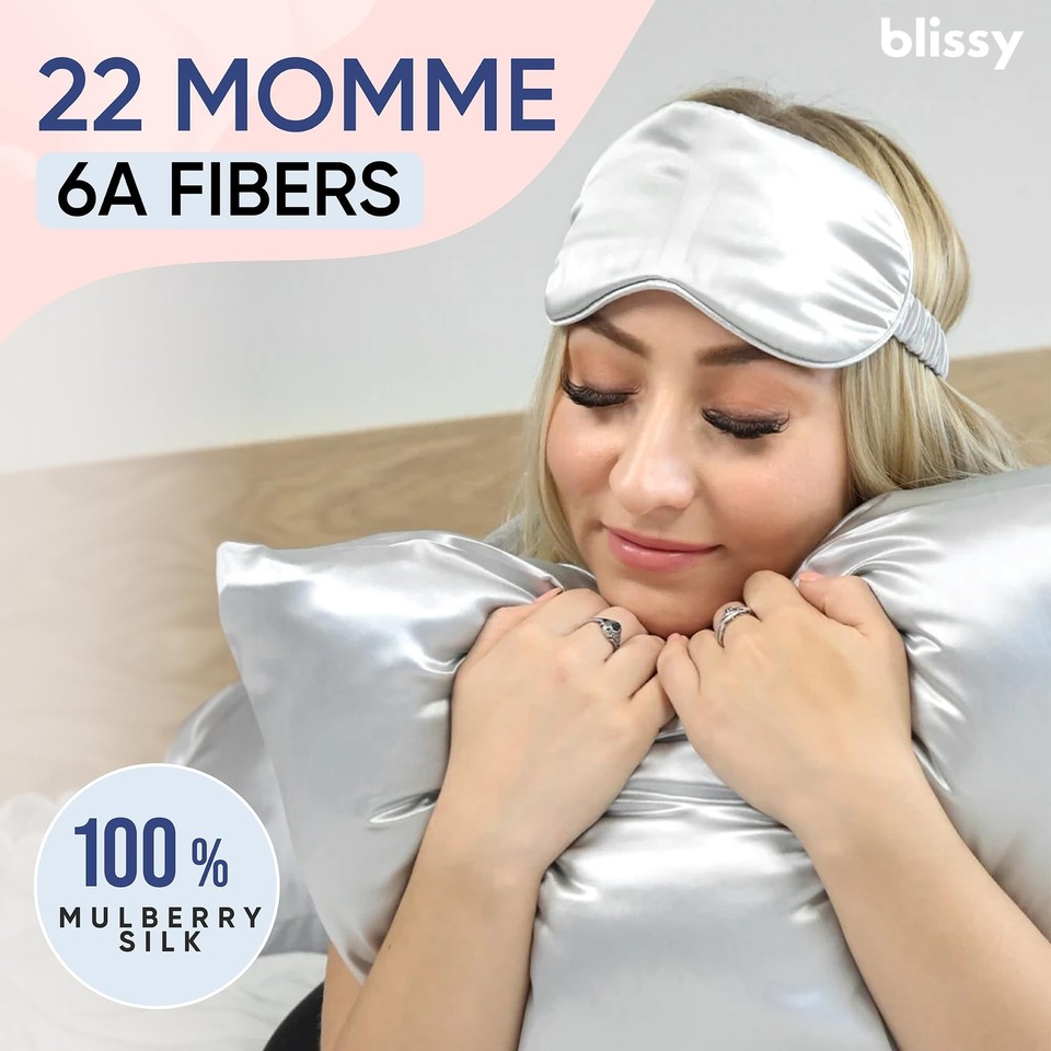 Blissy Silk Pillowcase - 100% Pure Mulberry Silk - 22 Momme 6A High ...