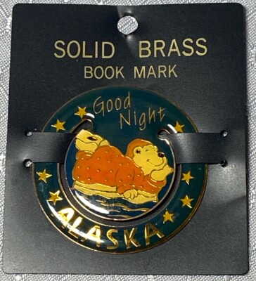 Solid Brass Bookmark Good Night Alaska Bear | eBay