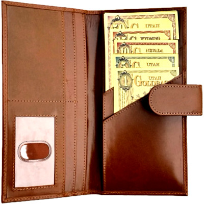 BROWN GOLDBACK LEATHER WALLET HOLDS ALL DENIOMINATIONS GOLDBACK NOTES ...