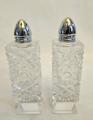 Vintage Crystal Salt and Pepper Shakers Triangle Hand Cut Crystal ...