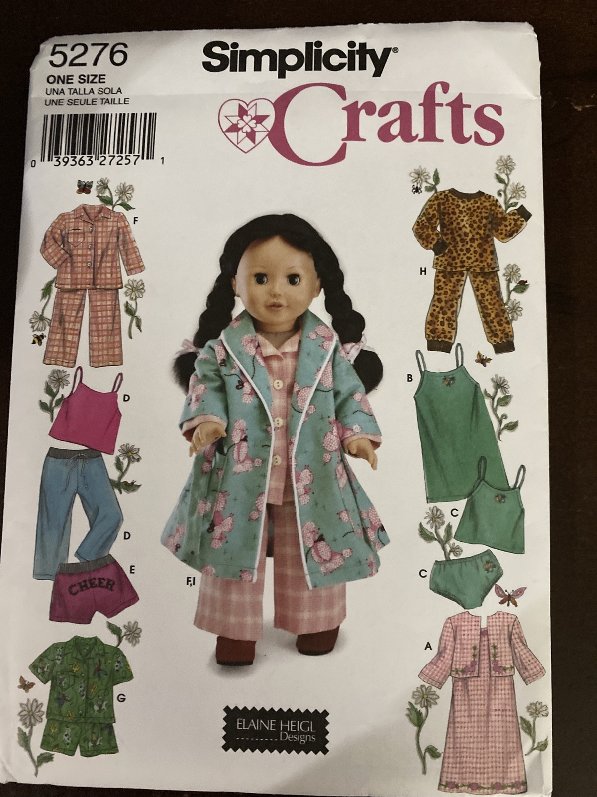 UC Simplicity 5276 Sew Pattern 18" Doll Clothes PJs Robe Pajamas ...