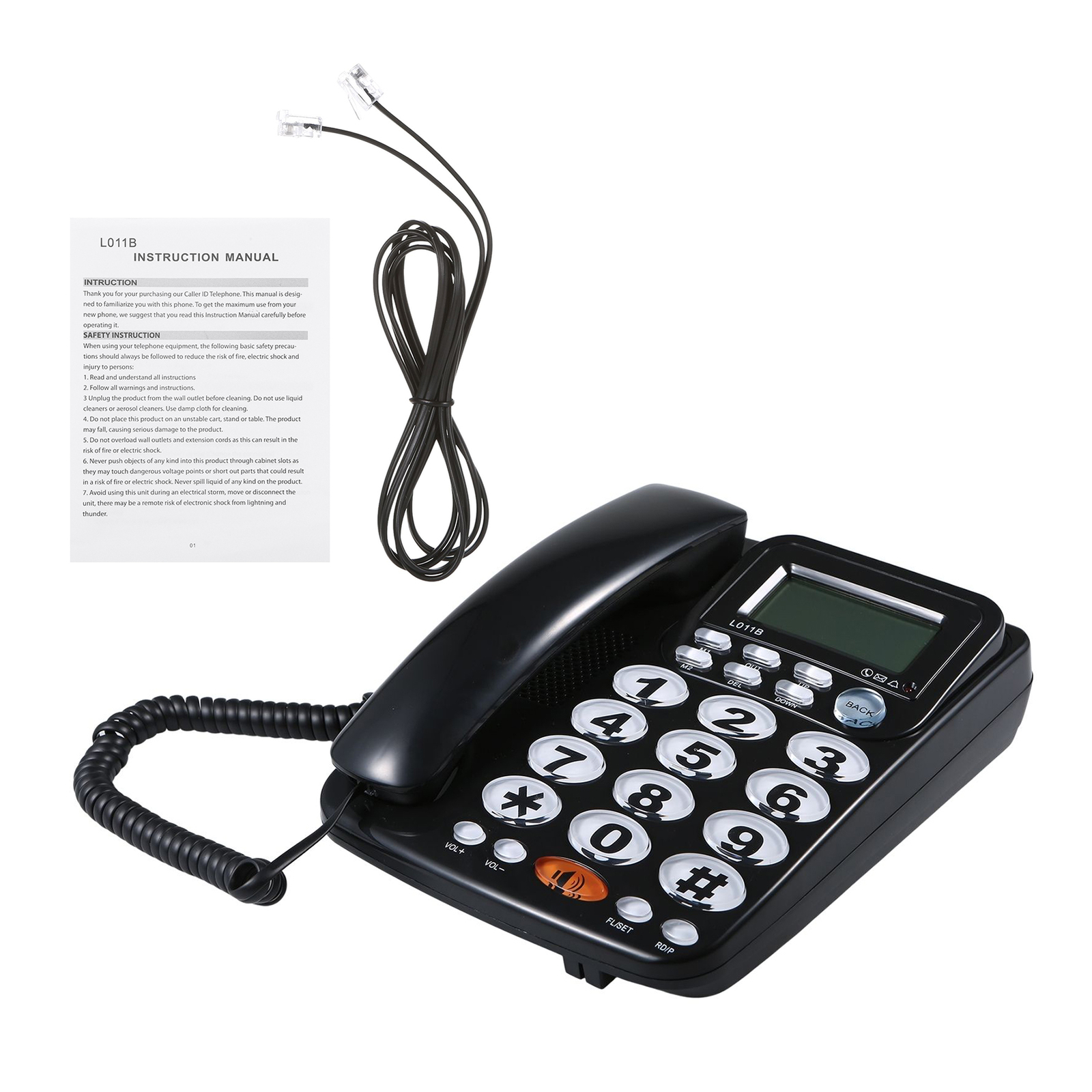 Desktop Wired Landline Large Print Buttons Telephone Hands-free Calling ...