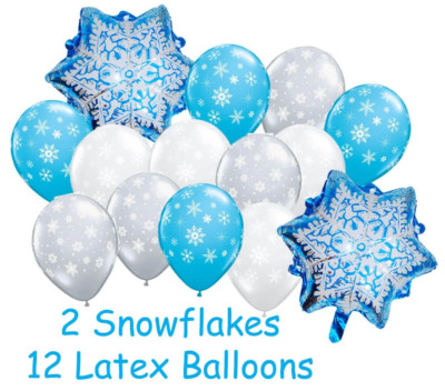 Frozen Snowflake Foil Balloon 49cm + 12 Blue Silver Clear Snowflake ...