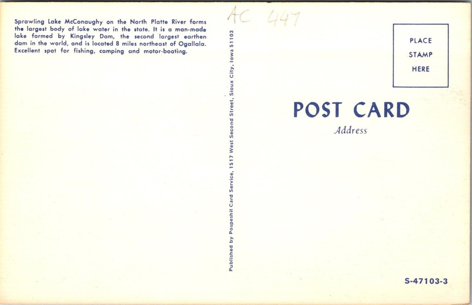 Dr Jim Stamps Postcard Nebraska's Lake McConaughy and Kingsley Dam | eBay