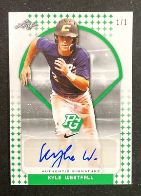 KYLE WESTFALL 2018 Leaf Perfect Game Green AUTO 1/1 Blank Back | eBay