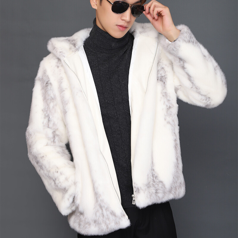 Mink Coat Men's Mink Fur White Mink Velvet Coat Full Mink Jacket Warm ...