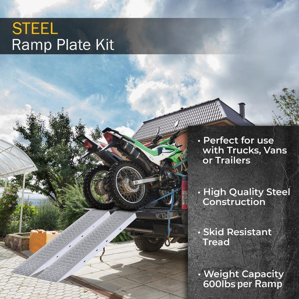 Stalwart Steel Loading Ramps ATV Motorcycle Mower Truck Trailer 1200lb ...