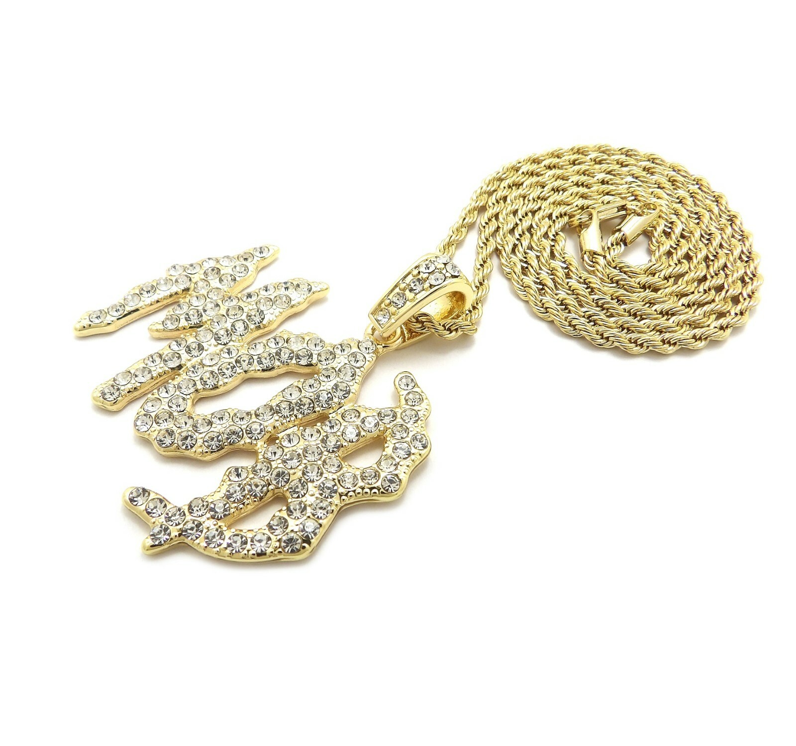 Stone Filled MOB Pendant 24" Box, Cuban, Rope Chain Hip Hop Necklace ...