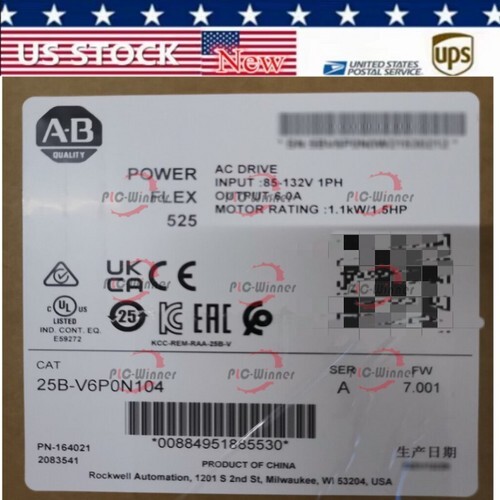 new in sealed box 25B-V6P0N104 Allen-Bradley 525 1.1kW (1.5Hp) AC Drive ...