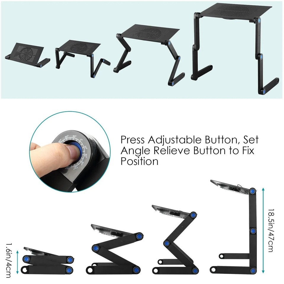 Folding Laptop Desk Table Bed Adjustable Portable Computer Stand Tray ...