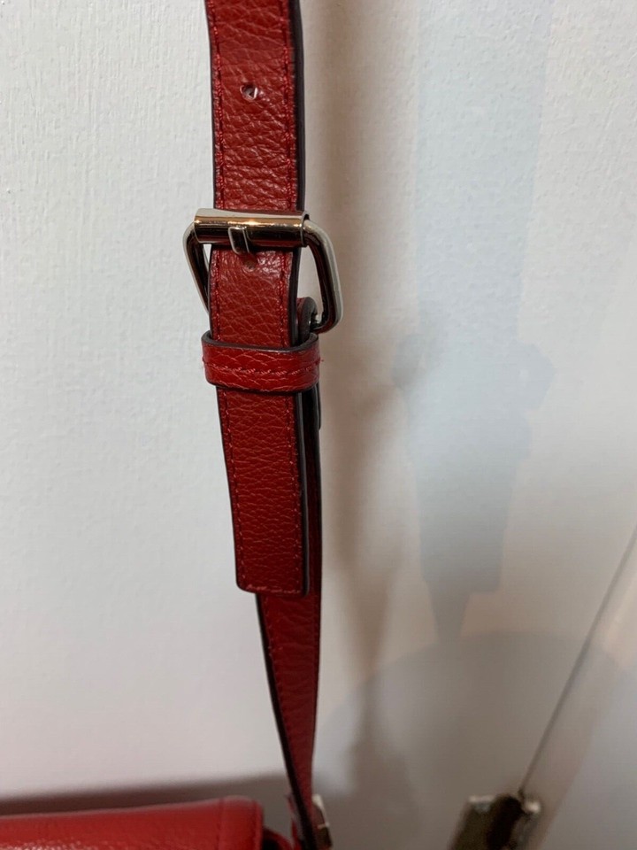 Tignanello Ruby Red Pebbled Leather Crossbody Street Party Handbag EUC ...