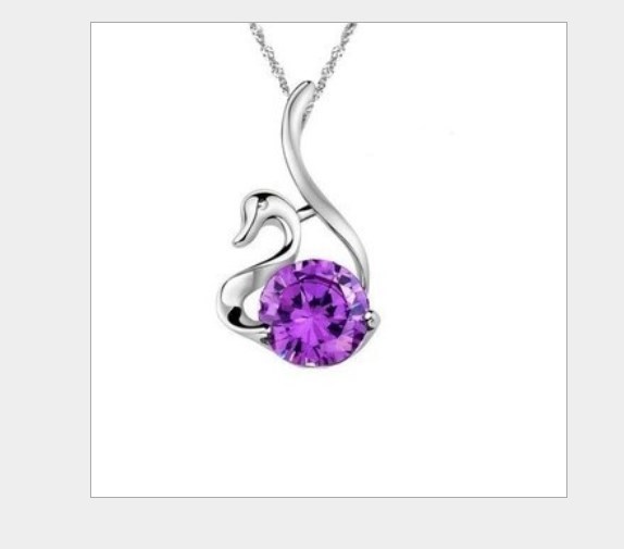 Cubic Zirconia Crystal Animal Swan Pendant Sterling Silver Chain ...