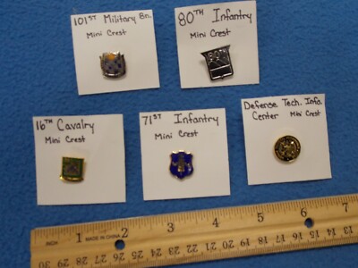 LOT OF 5 DIFFERENT MILITARY MINI CREST PINS - 16TH CAVALRY,80TH ...
