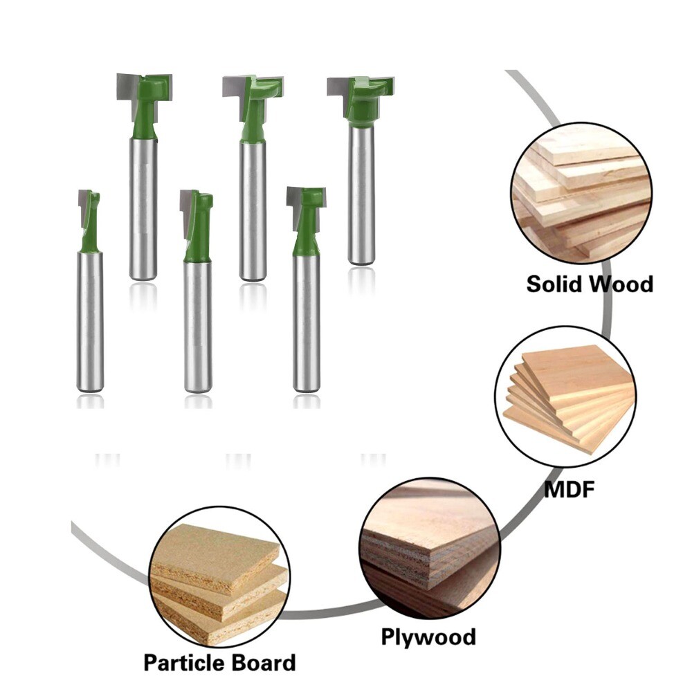 Green Router Bit Set T-Slot Milling Cutter Keyhole Router Bit Trimming ...