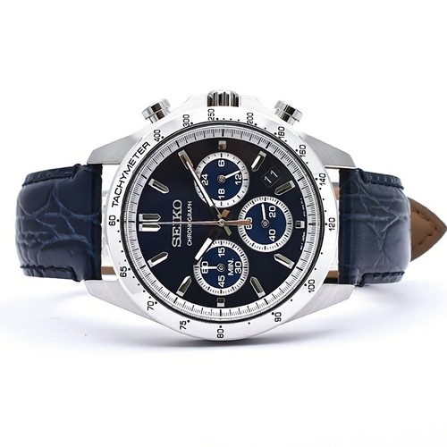 SEIKO SPIRIT SBTR019 Blue Dial Chronograph Stainless Steel Men's Quartz ...