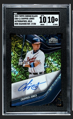 2023 Topps Chrome Black Chipper Jones Gold Mini Diamond Auto /50 SGC 10 ...